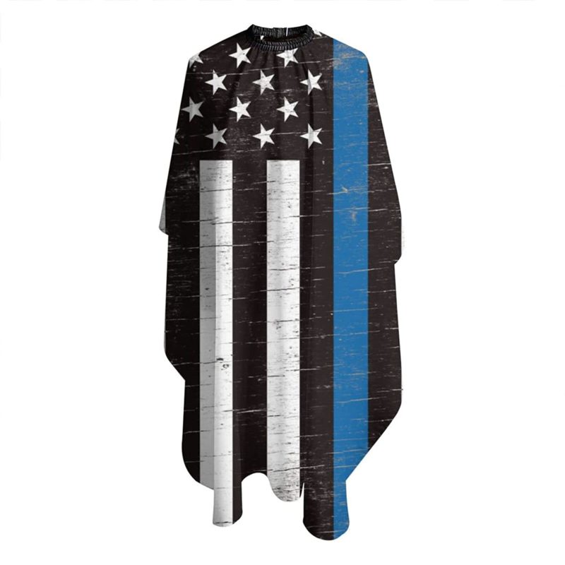 Thin Blue Line Distressed Flag Hair Cutting Barber Cape