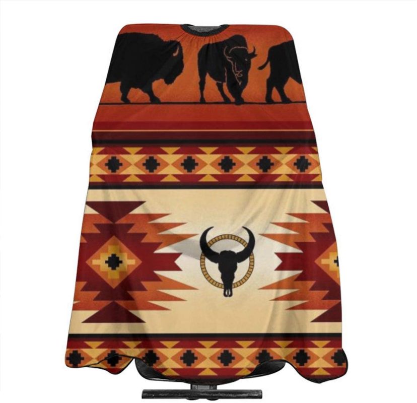 Haircut Cape Tribal Native Desert Ox Horn Motif Personalized Haircut ...